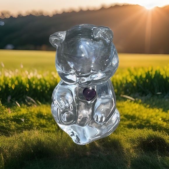 Fenton | Art | Fenton Art Glass Clear Birthday Bear February Amethyst 3 ...